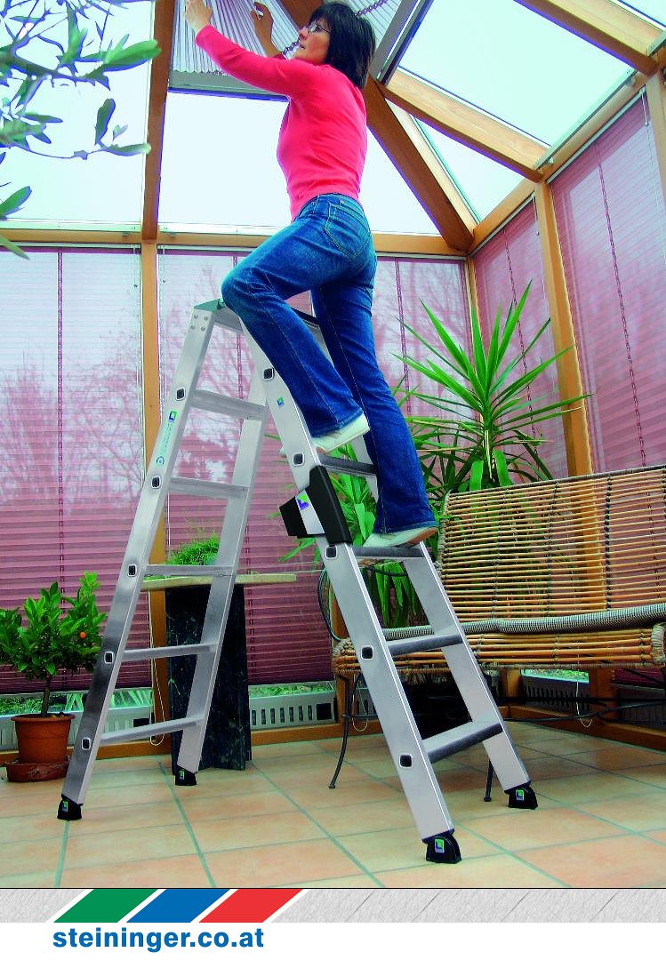 Günzburger Stehleiter Alu, beidseitig begehbar, mit relax step ...