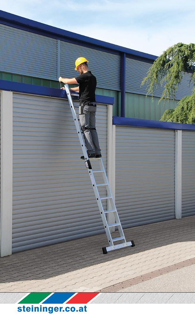 Günzburger Aluminium-Stufen-Anlegeleiter mit Standard-Traverse 40308 ...