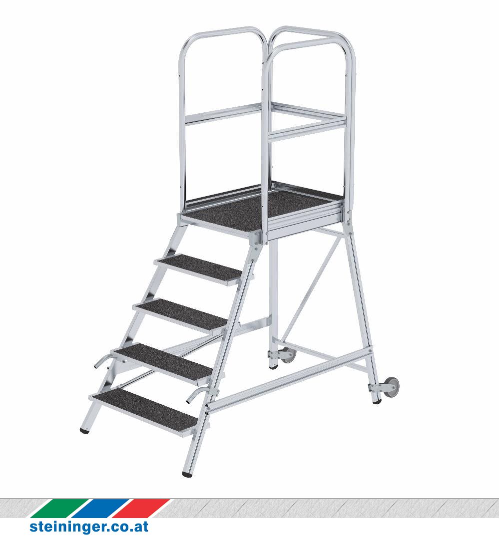 Günzburger Podestleiter, Alu, einseitig begehbar, mit Rollen und ...