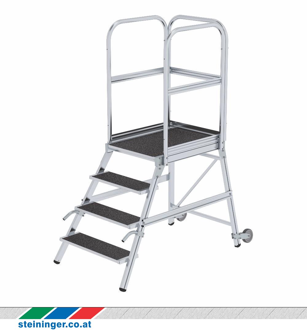 Günzburger Podestleiter, Alu, einseitig begehbar, mit Rollen und ...